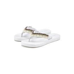 Lascana Badezehentrenner 'Sandale, Badeschuh, Pantolette, Badelatsche, Flip Flop, Sommerschuh,' wei&szlig; Gr. 37 f&uuml;r Damen. Mit Schmuckelemente