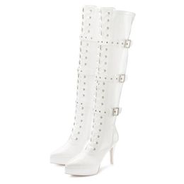 LASCANA Belle Affaire Overkneestiefel 'High-Heel-Stiefelette mit Plateau' wei&szlig; Gr. 45 f&uuml;r Damen
