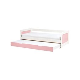 Beliani Tagesbett GRAVELINES in Rosa/Wei&szlig; - (W) 96 x (H) 63 x (L) 206 cm | Gr.: onesize