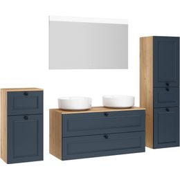 Badm&ouml;bel-Set Nobilia, B:230cm H:184cm T:48,2cm, blau, Kastenm&ouml;bel-Sets, "Cascada", vormontiert, mit Soft-Close