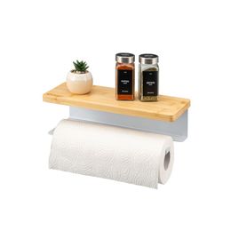 eluno K&uuml;chenrollenhalter mit Bambusablage ca. 32 x 9,5 x 13 cm (B/H/T) | Gr.: onesize