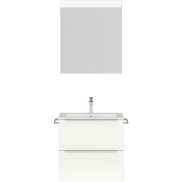 Badm&ouml;bel-Set Nobilia, B:61cm H:169cm T:48,7cm, wei&szlig;, Kastenm&ouml;bel-Sets, "Levere", Hochglanz, inkl. Spiegel mit Touch-Sensor, in vier Breiten