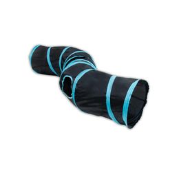 Intirilife Katzentunnel Katzenspielzeug Spielzeug Tunnel 120 cm L&auml;nge in Schwarz - Blau | Gr.: onesize