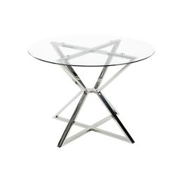 Beliani Esszimmertisch BOSCO in Transparent/Silber - (W) 105 x (H) 75 x (L) 105 cm | Gr.: onesize