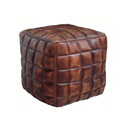 FineBuy Hocker und Sitzs&auml;cke in Braun / Leder / 39x39x41 | Gr.: onesize