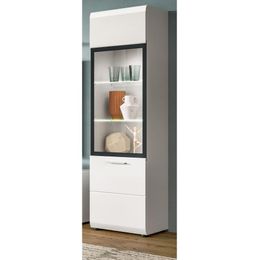 Inn.Furn Vitrine wei&szlig; Hochglanz 45 x 160 cm, Vitrinenschrank mit 6 F&auml;chern | Gr.: onesize