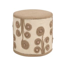 Beliani Pouf DIMAN in Wei&szlig;/Beige - (W) 40 x (H) 40 x (L) 40 cm | Gr.: onesize