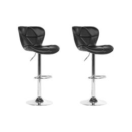 Beliani 2er-Set Drehhocker VALETTA in Schwarz/Silber | Gr.: onesize