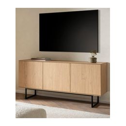 Furn.Design TV-Lowboard Stone Eiche 150 cm, Fernsehtisch mit Push-to-Open und Komforth&ouml;he | Gr.: onesize