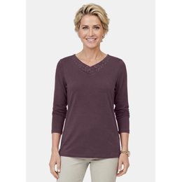 GOLDNER Jerseyshirt mit V-Ausschnitt in beere | Gr.: 40