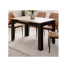 Furn.Design Esstisch Eiche Artisan, schwarz 125 - 165 cm, K&uuml;chentisch ausziehbar | Gr.: onesize