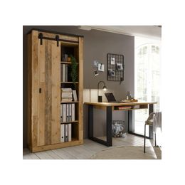 Furn.Design B&uuml;rom&ouml;bel-Set Used Wood hell, anthrazit, mit Aktenschrank | Gr.: onesize