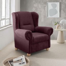 Ohrensessel Home Affaire, B:92cm H:102cm T:89cm, braun, 100% Polyester, Sessel, "Torello Relaxsessel, toller Sitzkomfort, Breite 92cm, hohe