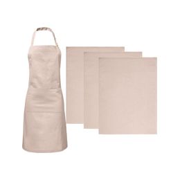 REDBEST Baumwolle K&uuml;chen-Set 4-teilig Tulsa in altrose | Gr.: onesize