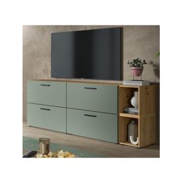 Inn.Furn TV-Lowboard in gr&uuml;n und Artisan Eiche, TV Unterteil 176 cm h&auml;ngend oder stehend | Gr.: onesize