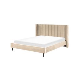 Beliani Doppelbett VILLETTE in Beige/Schwarz - (W) 205 x (H) 115 x (L) 222 cm | Gr.: onesize