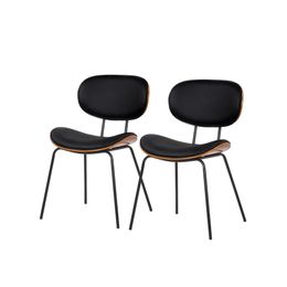 home24 Esszimmerstuhl Hossa (2er-Set) in Schwarz | Gr.: onesize