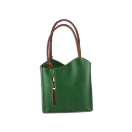 Florence Schultertasche, Rucksack Leder gr&uuml;n, braun ca. 28cm | Gr.: onesize