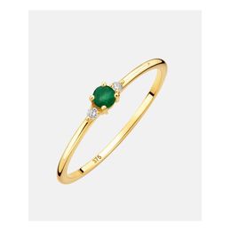 Diamant L'&eacute;ternel Ring aus 375 Gelbgold mit Diamant mit Smaragd | Gr.: 50