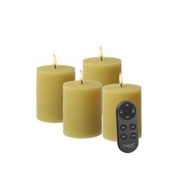 Uyuni 4x LED Kerzen PIA Rustik-Optik H: 10cm mit Batterien und Fernb in gelb | Gr.: onesize