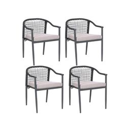 Beliani 4er-Set Gartenstuhl OZZERO in Schwarz/Beige | Gr.: onesize