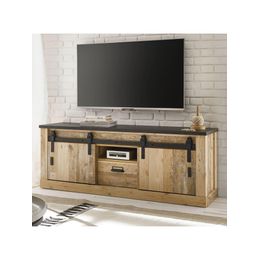 Furn.Design TV-Lowboard Used Wood hell, anthrazit 162 x 61 cm, TV Unterteil in Komforth&ouml;he | Gr.: onesize