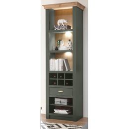 Furn.Design Regal gr&uuml;n, Wotan Eiche Landhaus, Regalschrank mit Weinregal | Gr.: onesize