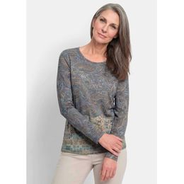 GOLDNER Kurzgr&ouml;&szlig;e: Jerseyshirt mit Paisley-Druck in graugr&uuml;n / gemustert | Gr.: 21