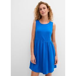 bonprix Damen Shirtkleidazurblau, Gr. 44, Obermaterial: 100% Baumwolle, Kleider, bequeme Passform, ohne &Auml;rmel, mit Eingriffstaschen, aus Baumwolle