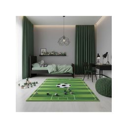 KADIMA DESIGN Kinderteppich Waschbar Fu&szlig;ballfeld TRAUN Strapazierf&auml;hig OEKO-TEX | Gr.: 80 x 120 cm