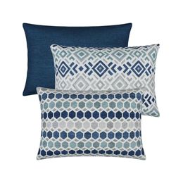 Erwin M&uuml;ller Erwin M&uuml;ller Jacquard Kissenh&uuml;lle 3er-Pack York in dunkelblau | Gr.: 50 x 50 cm
