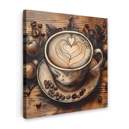 OnlyWow Leinwand Bilder Kaffee | Gr.: 90 x 90 cm