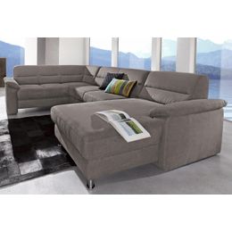 Sit & More Wohnlandschaft SIT & MORE, B:312cm H:85cm T:204cm, grau, NaturLeder in Sitz und R&uuml;cken, Korpus ist mit passendem Kunstleder bezogen.;Luxus-Microfaser