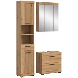 Badm&ouml;bel-Set Welltime, B:112cm H:191cm T:34cm, braun, Holzwerkstoff, Kastenm&ouml;bel-Sets, "SIENA, 3 teilig, bestehend aus:", Hochschrank,