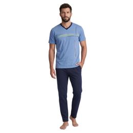 Normann Schlafanzug Triset 3er Set Pyjama + Shorty in blau | Gr.: 56