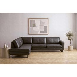 Ecksofa OTTO HOME, B:290cm H:85cm T:217cm, grau, Luxus-Microfaser in Lederoptik (100% Polyester);Cord (92% Polyester, 8% Polyamide), Wohnzimmer,