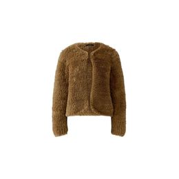 Oui Nahtlos gestrickte Strickjacke mit Hakenverschluss in Brown | Gr.: 34