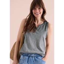 Cecil Damen Shirttop, grau, Gr. XXL, meliert, Web, 100% Baumwolle, Tops, aus reiner Baumwolle