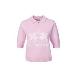 La Martina Poloshirt ' WCS003 ' Damen Gr&ouml;&szlig;e L rosa / wei&szlig;