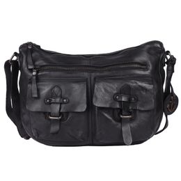 Harbour 2nd Damen Handtasche "Emerson", grau, Rindsleder, Taschen, Damen Umh&auml;ngetasche, Schultertasche mit Nieten und Anker-Anh&auml;ner