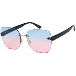 styleBREAKER Damen Sonnenbrille "Rahmenlose Rechteckige Sonnenbrille", blau, Modisch, Sonnenbrillen