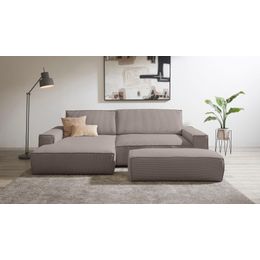 Polsterecke OTTO HOME, B:284cm H:90cm T:135cm, beige, 100% Polyester, Sofas, "SHERWOOD XXL tief, L-Form, Schlaffunktion, Bigsofa, Cord, Leinenoptik",