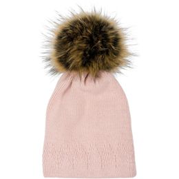 styleBREAKER Damen Bommelm&uuml;tze "Strick Bommelm&uuml;tze mit Zacken Muster", rosa, Modisch, Obermaterial: 90% Polyacryl PAN. 10% Wolle WO., M&uuml;tzen