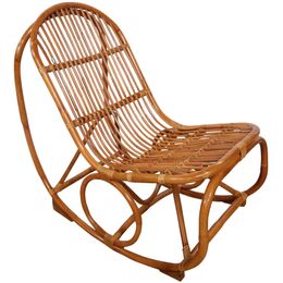 Schaukelstuhl Sit, B:53cm H:96cm T:100cm, beige, Rattan, Wohnzimmer, St&uuml;hle, "Kampala aus naturbelassenem Rattan mit Metallmanschette",