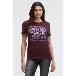 SOCCX Damen Rundhalsshirtnight plum, Gr. XS, bedruckt, Single Jersey, Material: 95% Baumwolle, 5% Elasthan, Shirts, mit Baumwolle