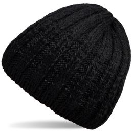 styleBREAKER Damen Strickm&uuml;tze "Strickm&uuml;tze Farbverlauf mit Thermo-Fleece", schwarz, Modisch, 84% Polyacryl PAN. 9% Polyamid PA. 7% Polyester PES.,