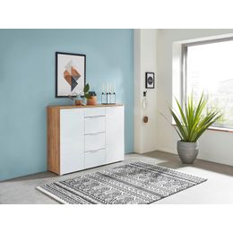 Sideboard Germania, B:135cm H:105cm T:40cm, wei&szlig;, Wohnzimmer, Sideboards, "Telde", Breite 134 cm, Soft-close, verstellbare B&ouml;den,ES-Glas, Made in