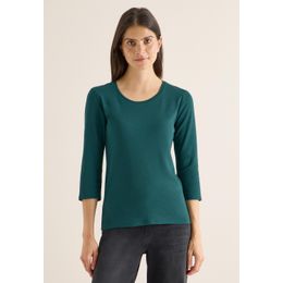 Cecil Damen Rundhalsshirtschwarz sea gr&uuml;n, Gr. XXL, unifarben, Web, 100% Baumwolle, Shirts, aus reiner Baumwolle