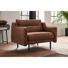 Sessel OTTO HOME, B:99cm H:81cm T:92cm, braun, Struktur weich (100% Polyester);Luxus-Microfaser Lederoptik (100% Polyester);100% NaturLEDER,