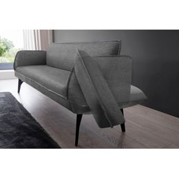 K+w Komfort & Wohnen Essbank, B:218cm H:91cm T:66cm, grau, K+W KOMFORT & WOHNEN, Cloud: Nappaleder pigmentiert, Glattleder, 0, 9/1, 1mm, elegantes Leder mit Wolkung und